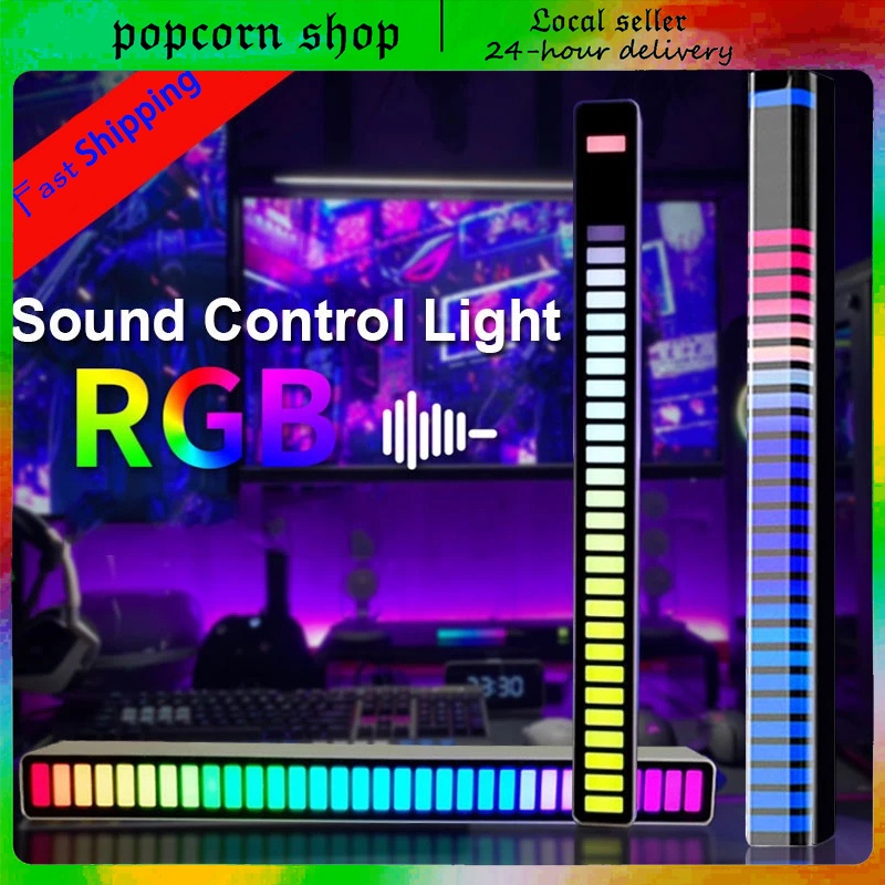 3D ARC RGB Voice-Activated Lampu Musik LED Music Rhythm Light Bar ...
