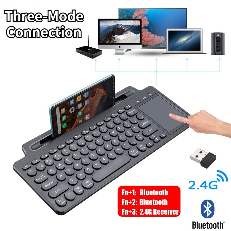 2.4G Wireless Bluetooth Keyboard with Number Touchpad Smart Touch Pad ...