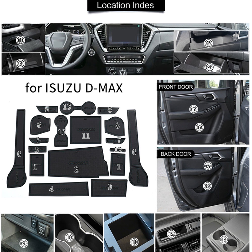 Car Door Groove Mat for Isuzu D-max Dmax 2021 2022 2023 Anti-Slip Door ...