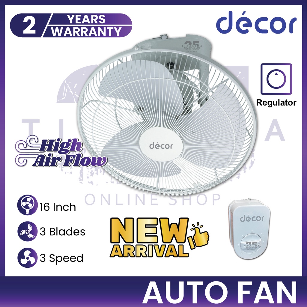 Auto Fan 16Inch 3 Blades 3 Speed 360 Degree Regulator Auto Fan Wall Fan ...