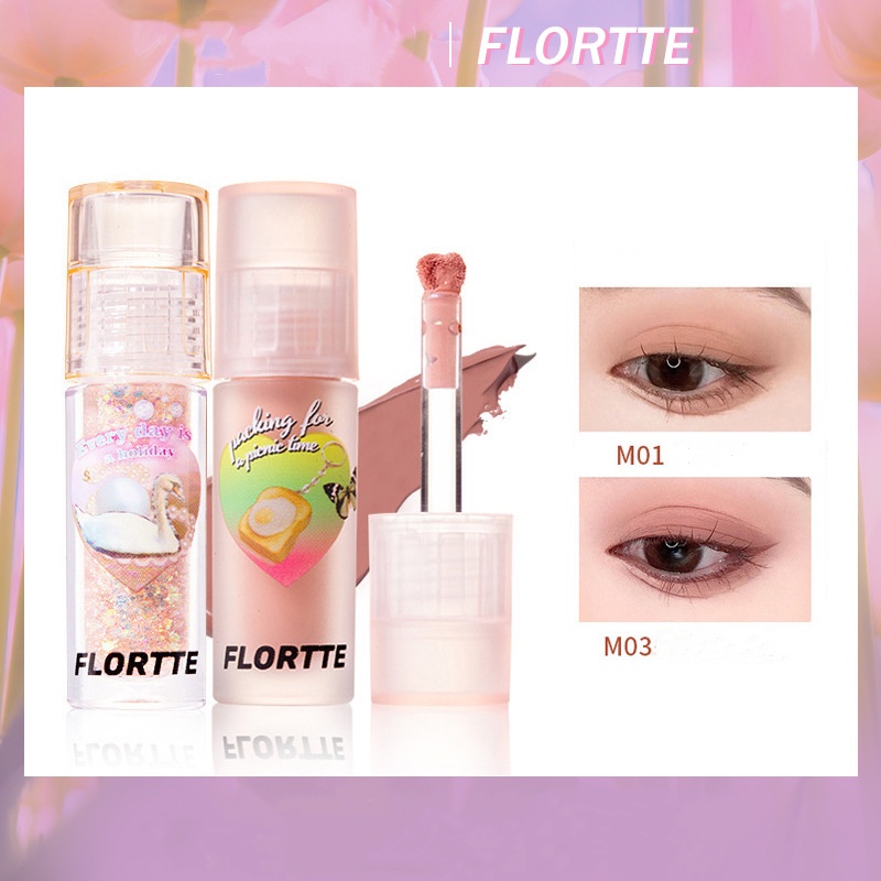 FLORTTE Liquid Eye Shadow Liquid 04 Super Shining Film High Gloss Horizontal Silkworm Pen ...