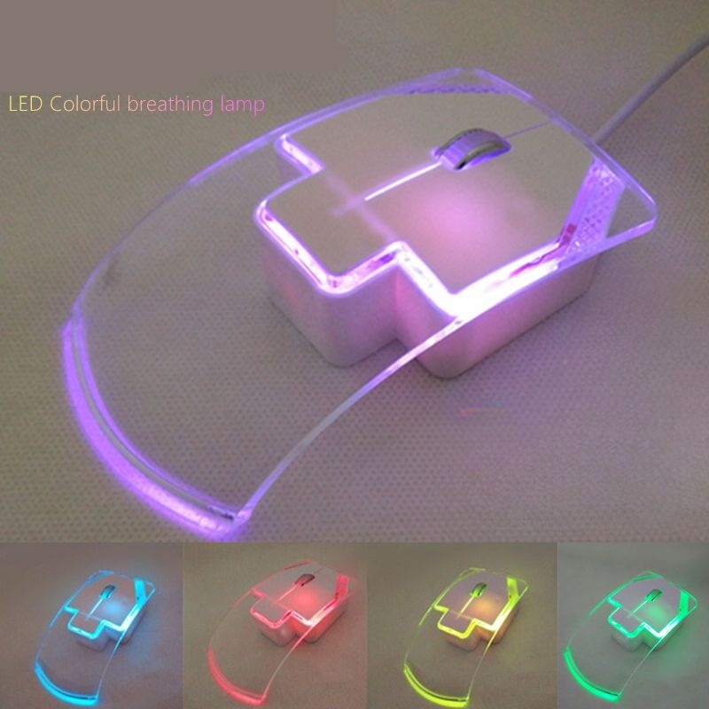 Transparent Wireless Mouse Colorful Luminous Wired Mouse Mute Boys and ...