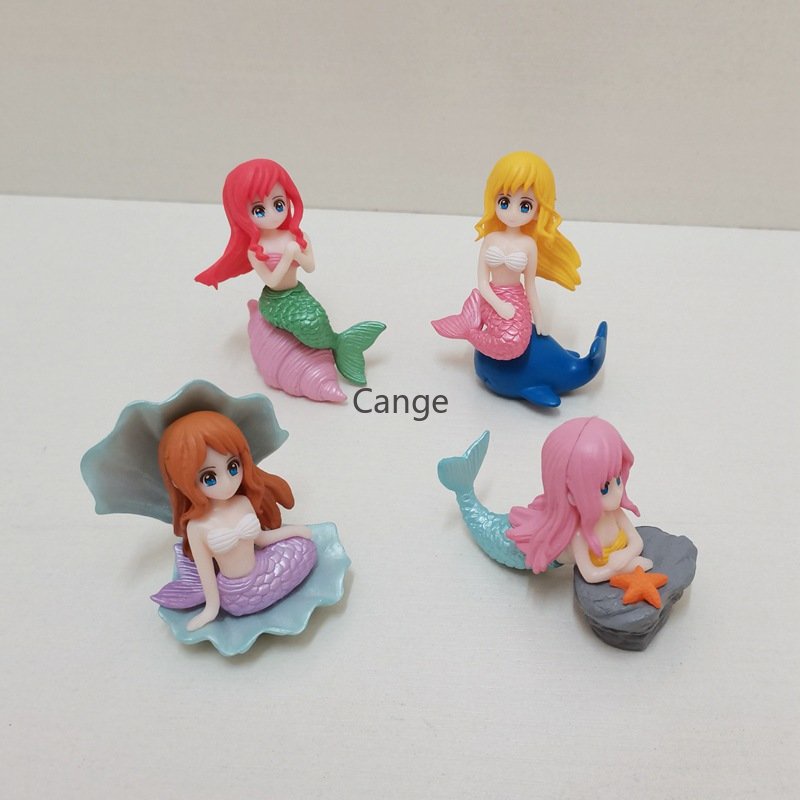 PVC Beautiful Mermaid Princess Cake Decoration Aquarium DIY Shell ...