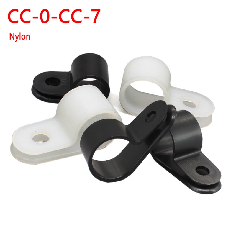 Black/white Nylon Cable Clamp Plastic P Clips Black Hose Fasteners Cable Durable Mounting 3.2/4. ...