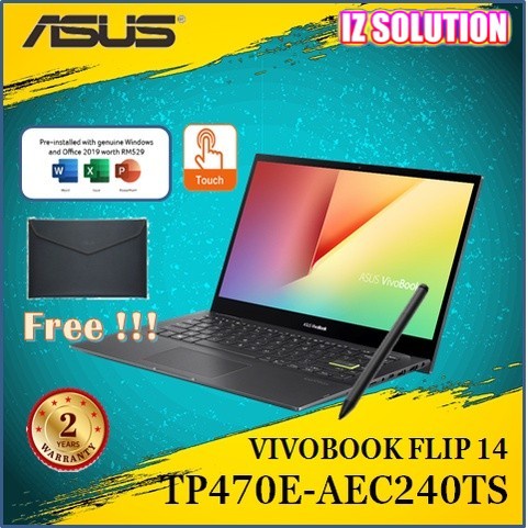 Asus Vivobook Flip 14 TP470E-AEC240TS 14" FHD Touch Laptop INDIE BLACK ...