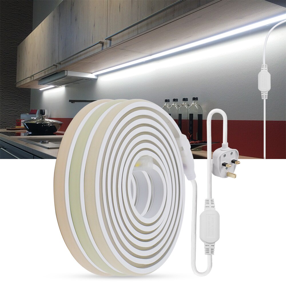 220V COB LED Strip Light With UK Plug 288leds/M High Density Flexible ...
