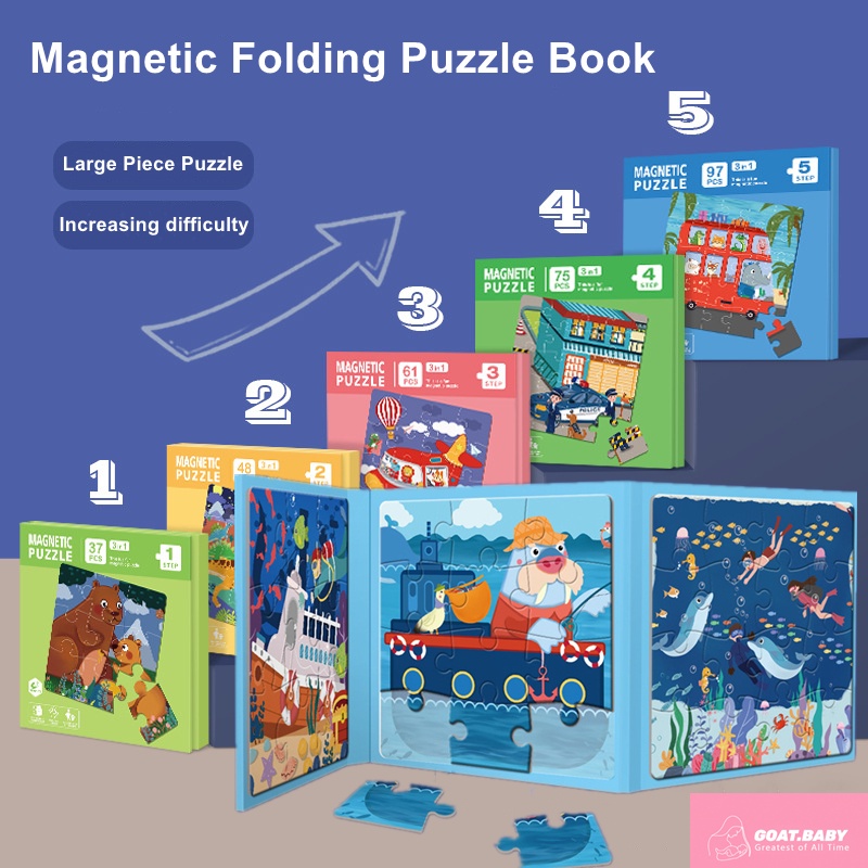 Children Cartoon Magnetic Puzzle Book Kids Early Learning Educational ...