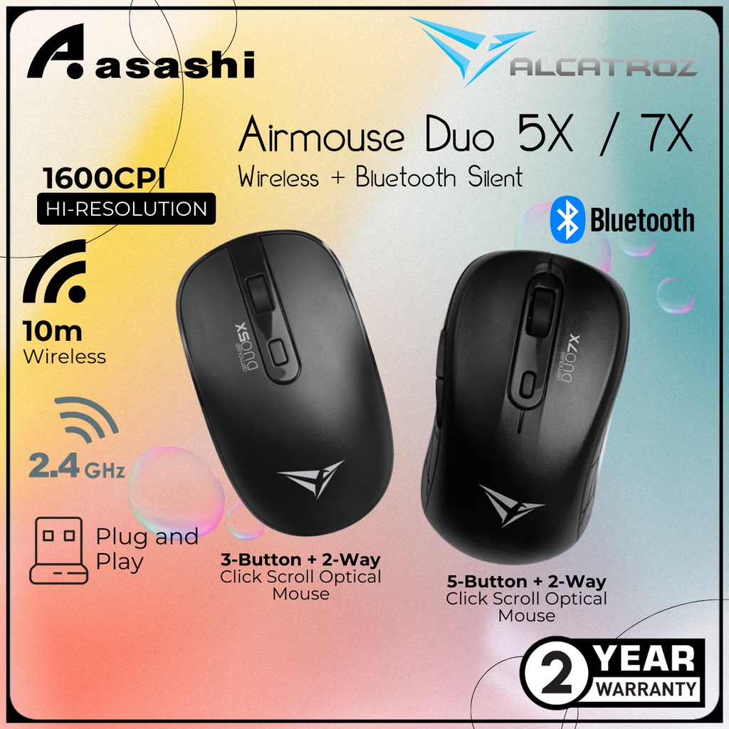 Alcatroz Airmouse Duo 5X / Airmouse Duo 7X Wireless + Bluetooth Silent ...