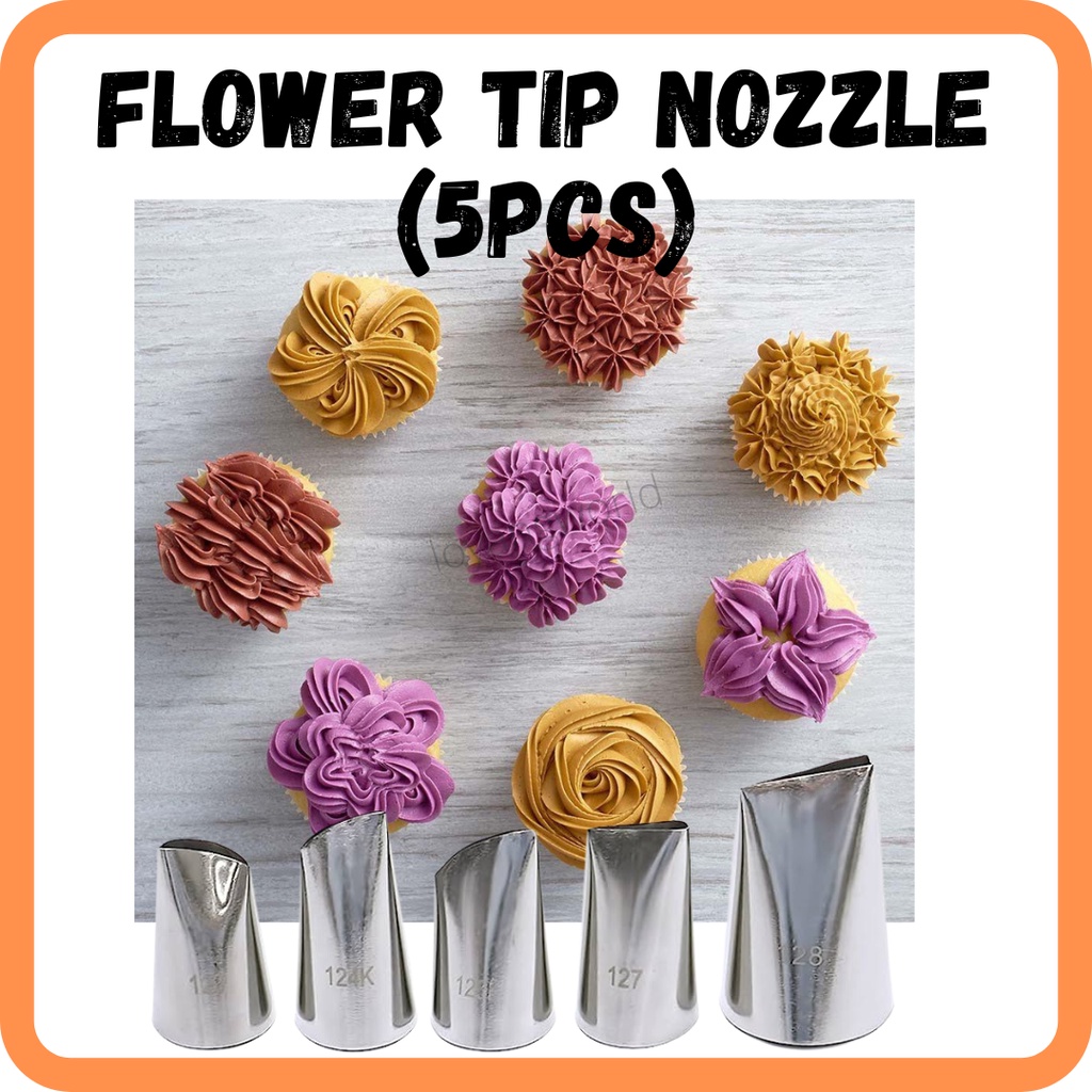 Set of Flower Rose Petal Nozzle Mounting Ruffle Cream Leaves Grass ...