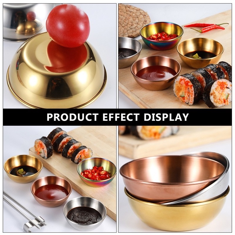 Set of 4 Stainless Steel Small Sauce Dishes Seasoning Serving Tray ...