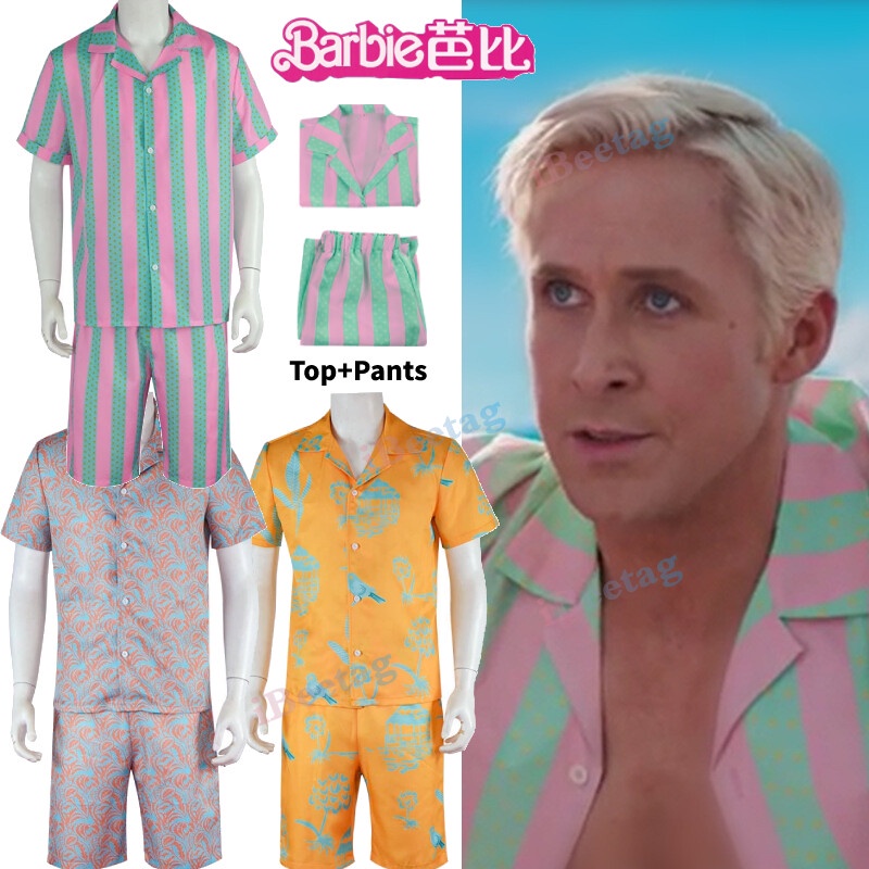 Movie Barbie Costume Ken Beach Party Cosplay Polyester Fabric Stripe ...