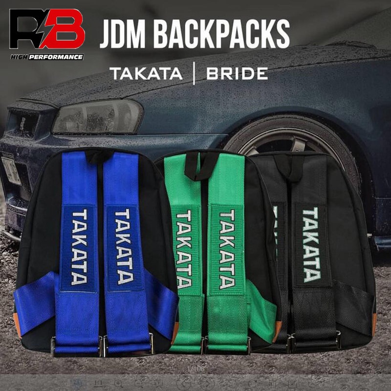 JDM Takata Sabelt Racing Fabric Backpack Seat Belt Fabric Canvas ...