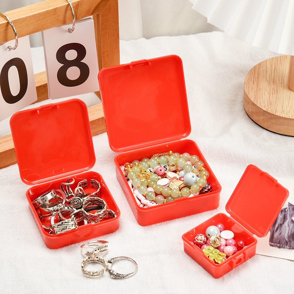 Mini Square Red Plastic Storage Box/ Simple Easy Carrying Ring ...