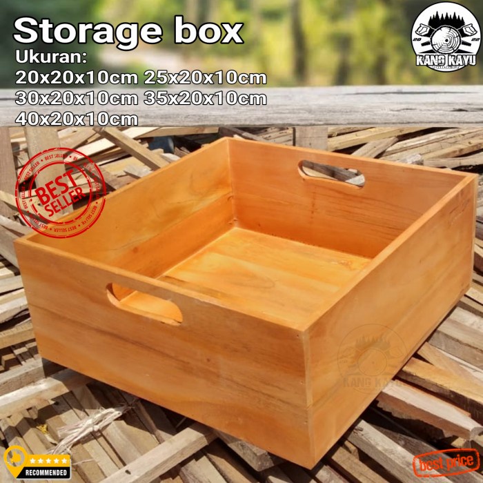 KAYU Wooden Tray Wooden Box Wooden handle 25-45x25x10cm Wooden storage ...