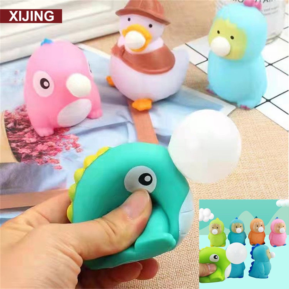 XJ- Funny Bubble Blowing Duck Dinosaur Squeeze Toy Stress Relief ...