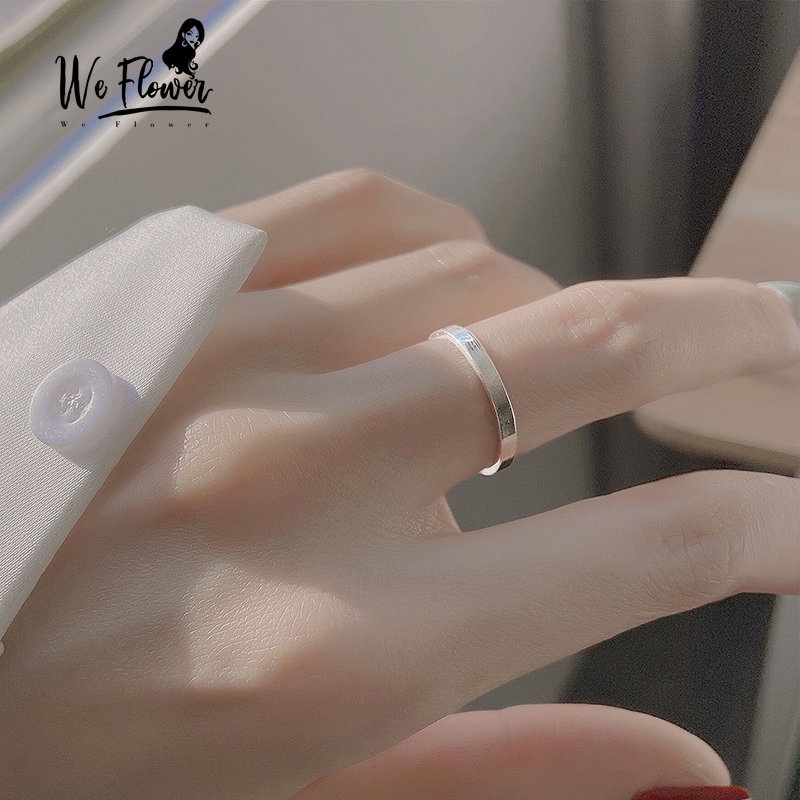 We Flower Minimalist Trendy s925 Silver Glossy Plain Ring for Women Men Chic Circle Finger Rings ...
