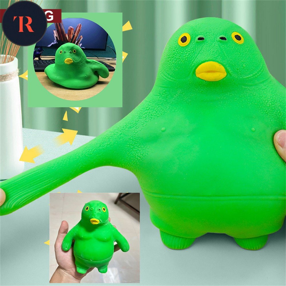 TR- Tiktok Green Fish Head Funny Stress Reliever Squeeze Vent Doll Cute ...