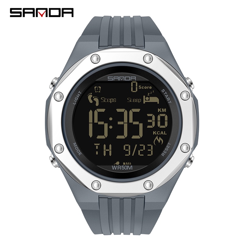 Sanda Calorie Steps Metal Cool Fashion Waterproof Calendar Quartz ...