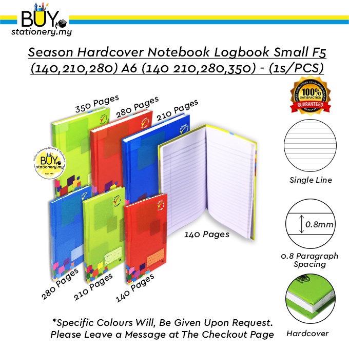 Season F5 A6 Hardcover Notebook Logbook Buku Log Buku Nota 140 210 280 ...