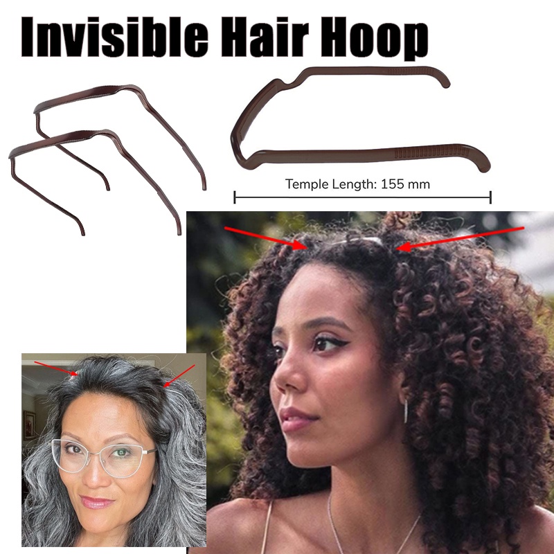 2PCS Invisible Hair Hoop Curly Thick Hair Medium Headband, Invisible ...