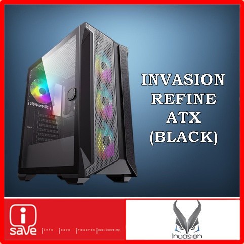 INVASION REFINE Mid Tower ATX Gaming CASING with 4 aRGB Fan | Shopee ...
