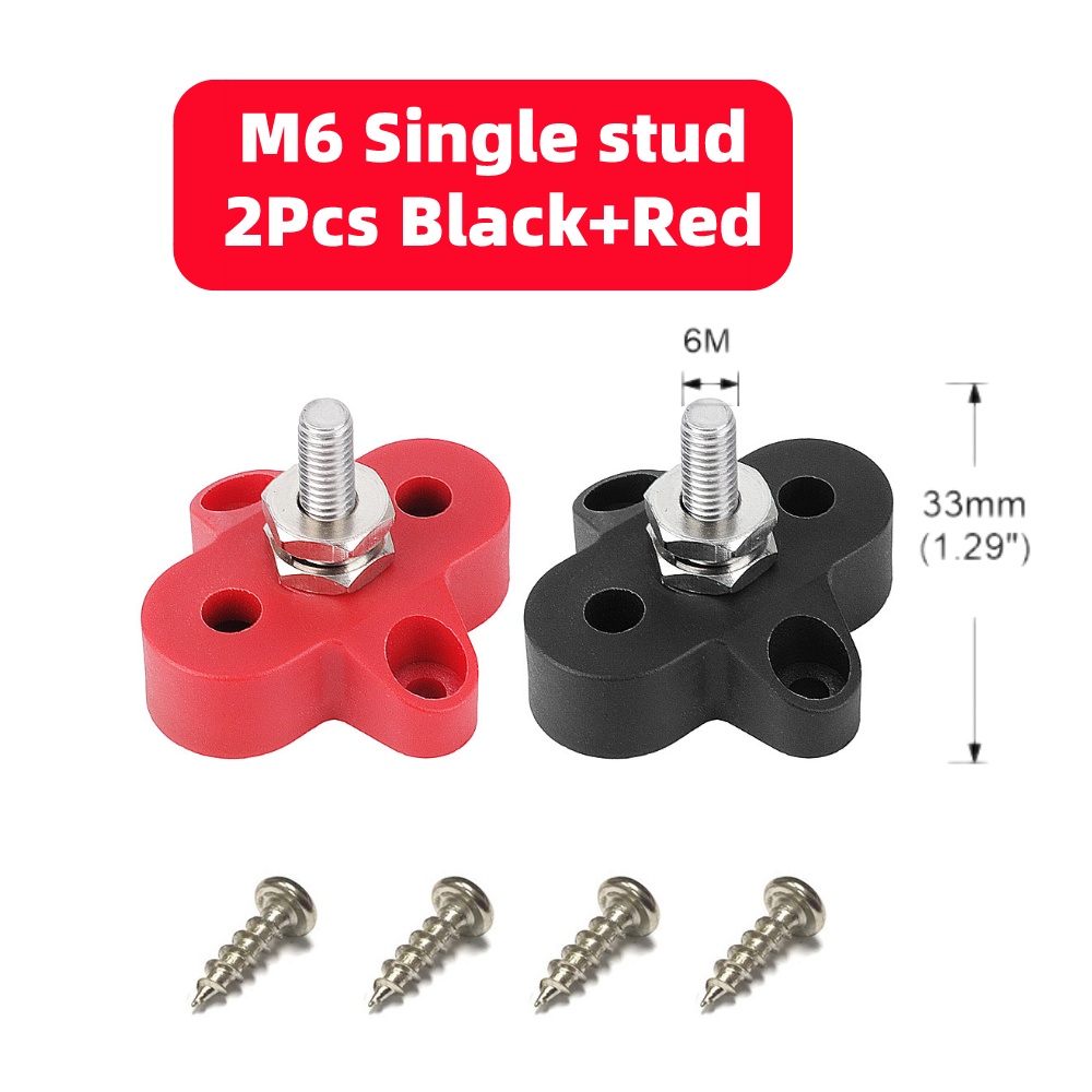 M6 M8 M10 Terminal Block Studs Bus Bar 5/16" 1/4" BusBar Positive Negative Heavy Duty Power ...