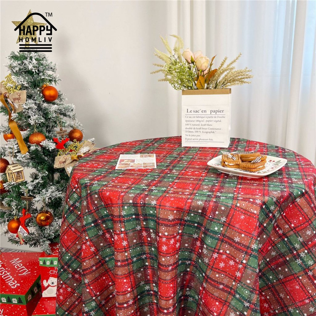 Happy HOMLIV [Free Fixing Stickers] Christmas Tablecloth Retro British ...
