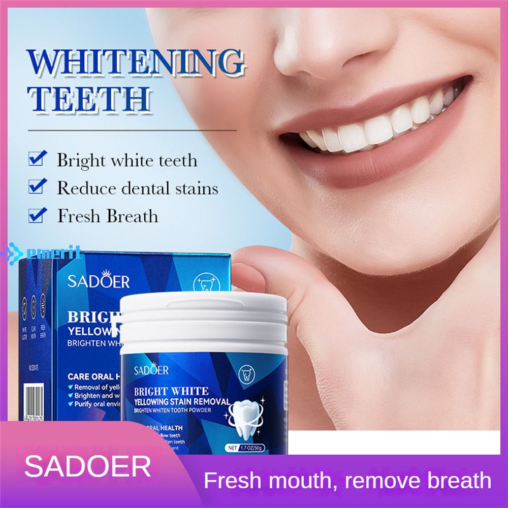 SADOER Tooth Cleaning Powder Brightening Whitening Teeth Remove Yellow Stain Stains Odor ...