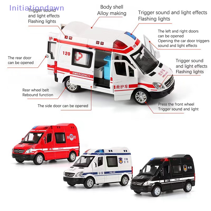 [Initiationdawn] Fire Truck Hospital Rescue Ambulance Police Car ABS ...