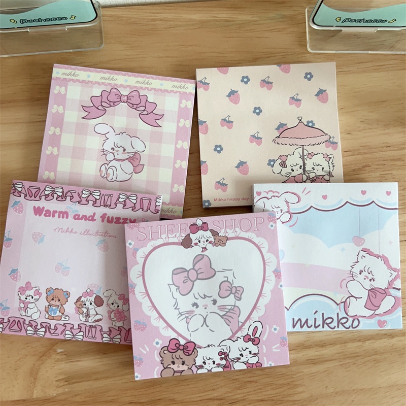 Cartoon Cute Pink Mikko Sticky Notes Memo Sheets Stationery Office ...