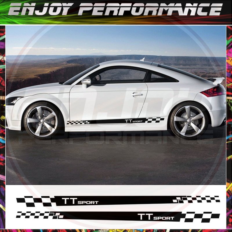 2Pcs/lot Car Sport Sticker Auto Door Side Skirt Stripes Decor Vinyl ...