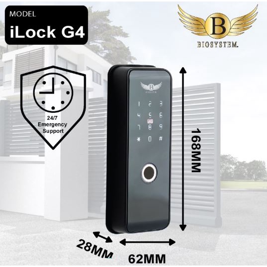 Biosystem iLock G4 Intelligent Digital Smart Metal Gate Door Lock Fingerprint / Password / Card ...