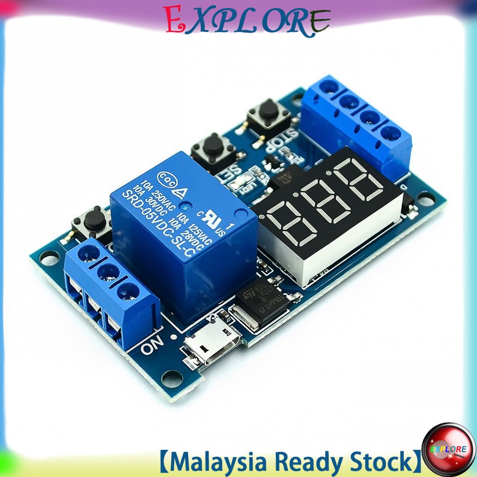 Relay Module One Channel Trigger Delay Cycle Timing Circuit Switch DC 6-30V LED Digital Display ...