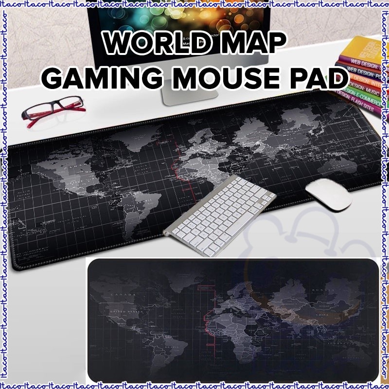 [90*40cm] WORLD MAP Large Gaming Mouse Pad Thickened Smooth Mousepad ...