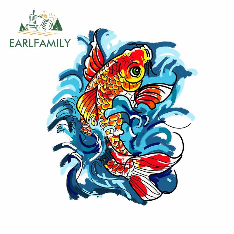 EARLFAMILY 13cm x 11.1cm for Colorful Koi Fish RV Car Stickers ...