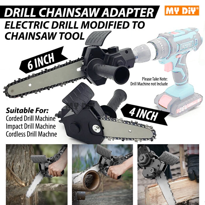 Ready Stock !!! 4inch 6inch Electric Drill Convert to Chainsaw Electric ...