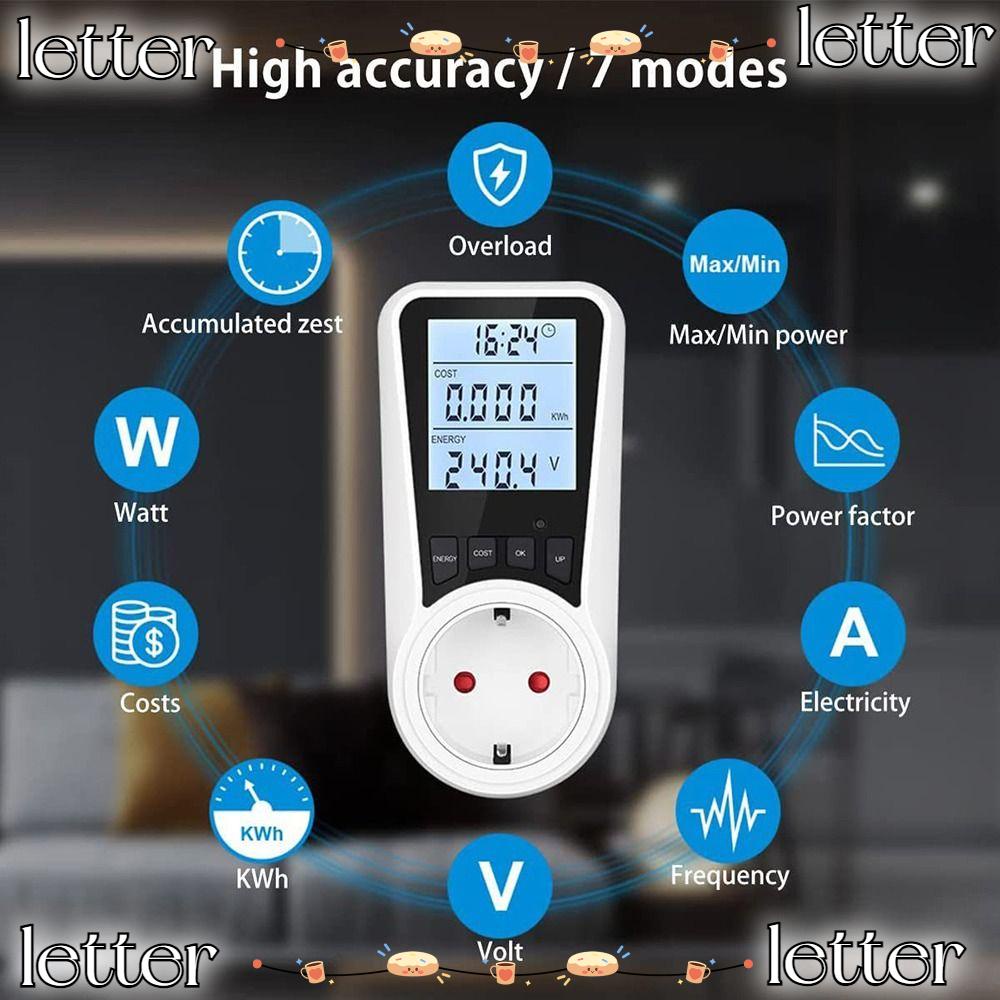LETTER Electricity Meter Socket Voltmeter Plug Watt Monitor Electricity ...