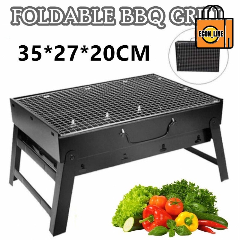 (SMALL) Portable Foldable Outdoor BBQ Grill Outdoor Fuel Charcoal Camping Barbecue Rack Picnic ...