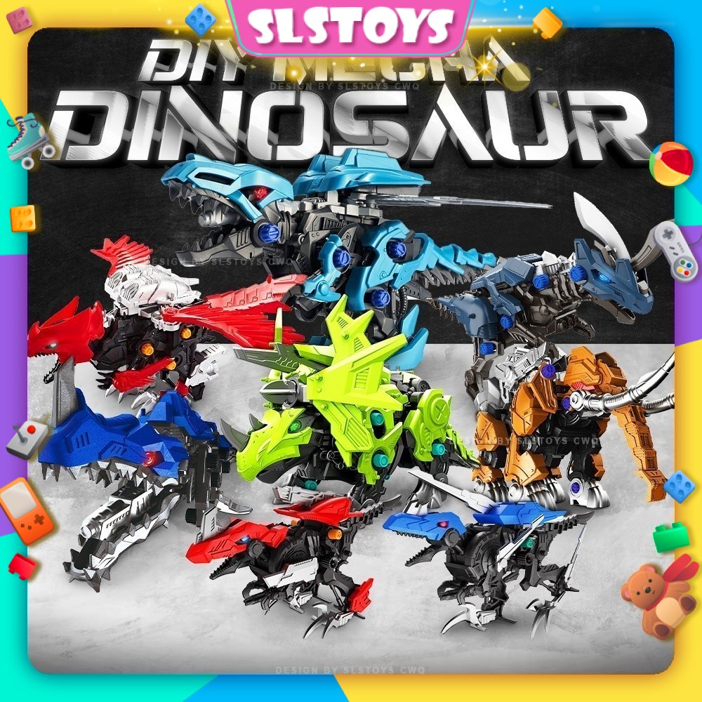 DIY Assemble Mecha Dinosaur Robot Dino Battery Operated Moving Gift ...