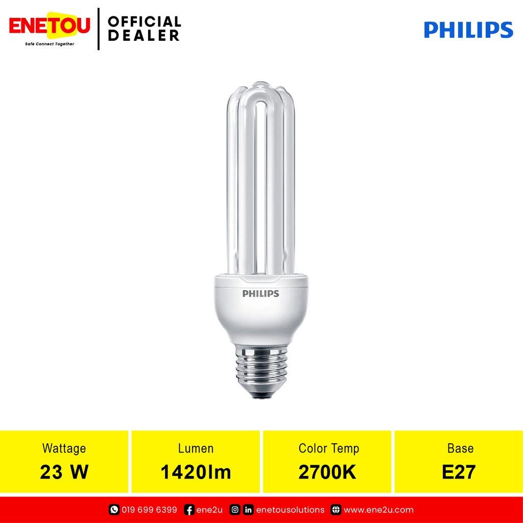 PHILIPS ESSENTIAL 23W (ENERGY SAVER) FLUORESCENT LAMP E27 220-240V ...