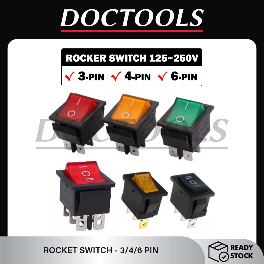 ROCKET SWITCH 3 4 6PIN/ ELECTRICAL EQUIPMENT LIGHT POWER SWITCH/ NEON ...