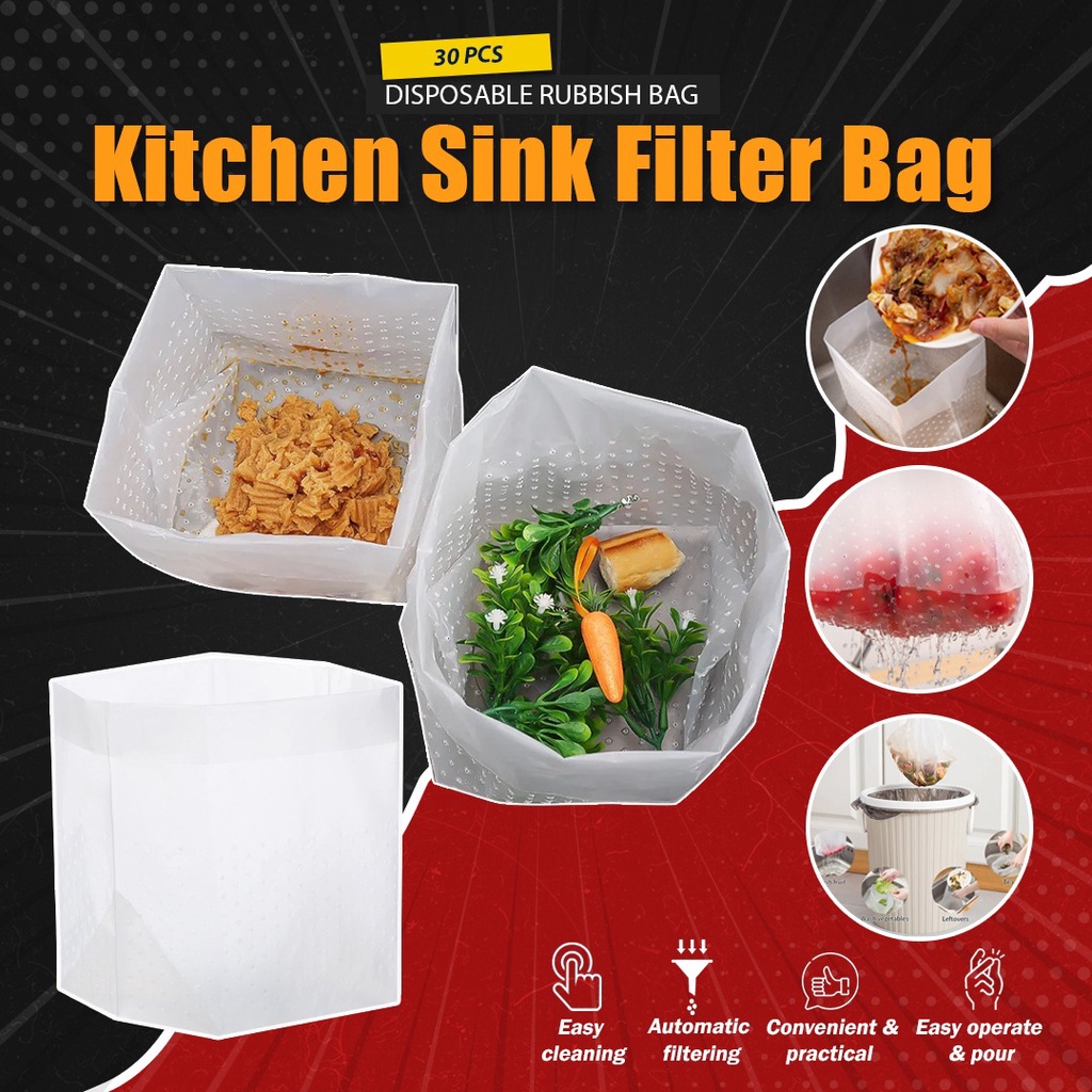 30pcsKitchen Disposable Drain Bags Self-standing Strainer Sink Garbage ...