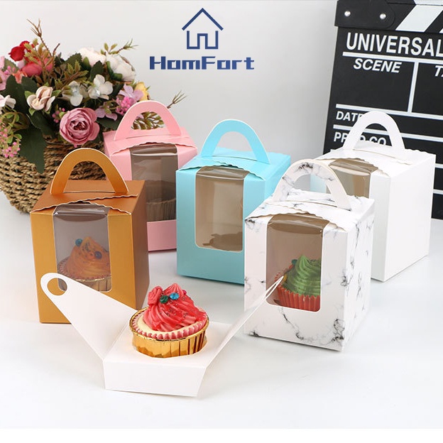 1 Piece Transparent Window Portable Cup Cake Box Muffin Box Cup Cake ...