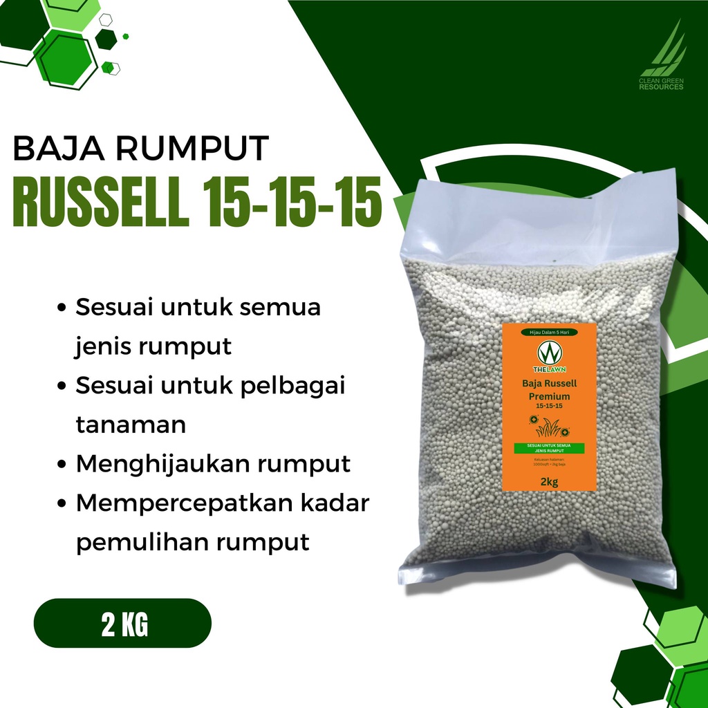 [2KG] Baja Rumput Karpet Russell Premium 15-15-15 Untuk Semua Jenis ...