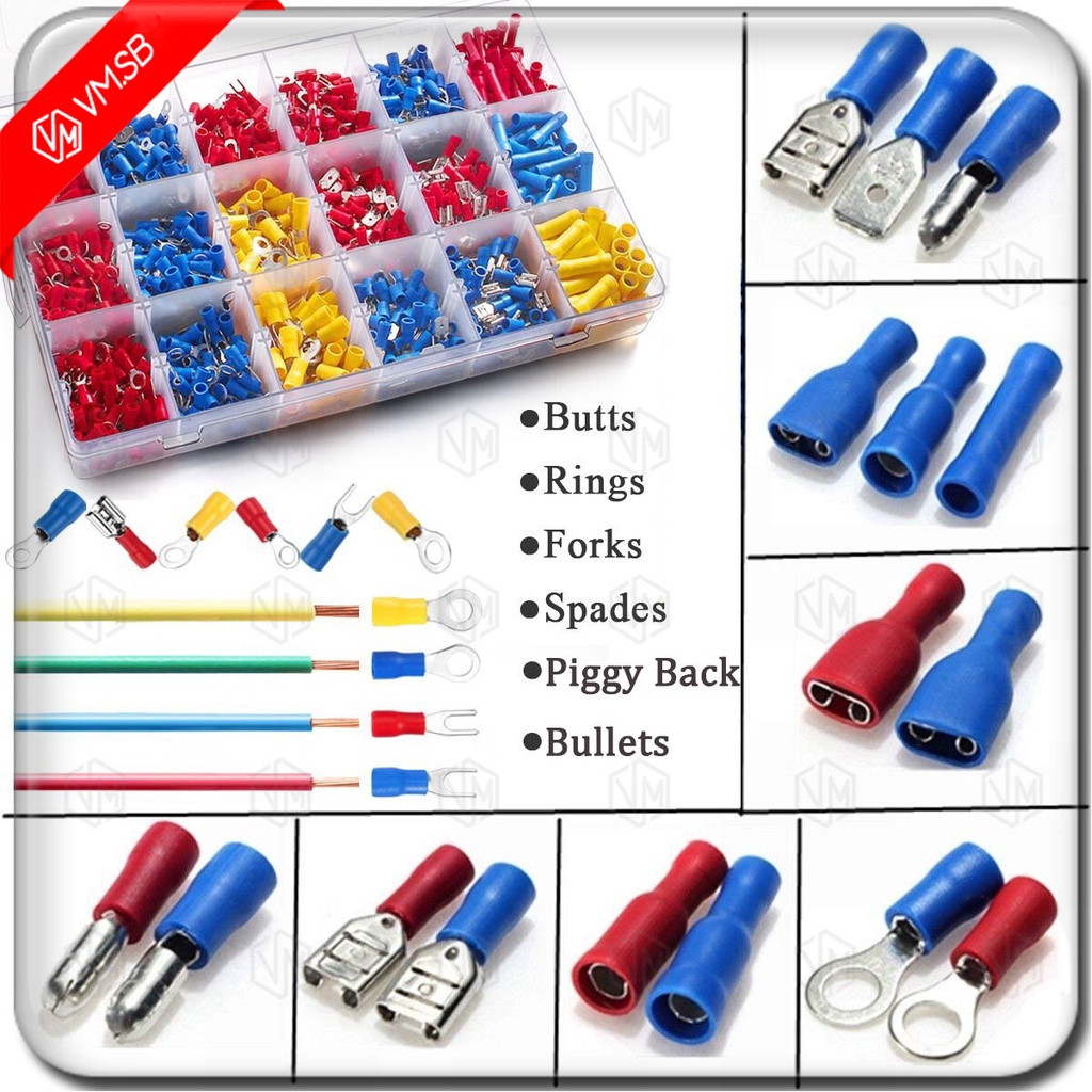 TERMINAL FEMALE MALE INSULATED CRIMP CONNECTOR COVER LUG 2.8MM / 4.8MM ...