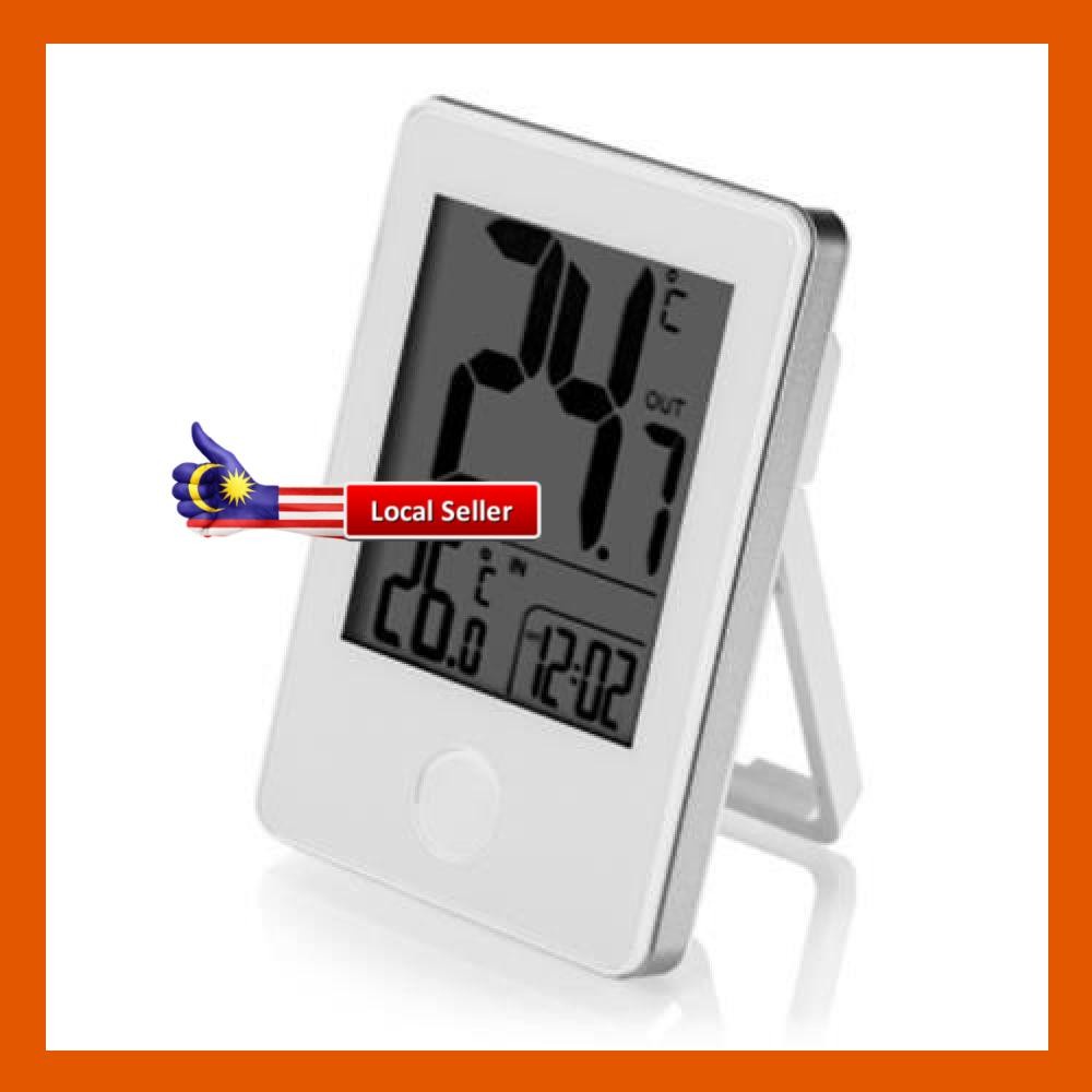 Digital Indoor Outdoor Thermometer And Time Display (White) Large LCD ...