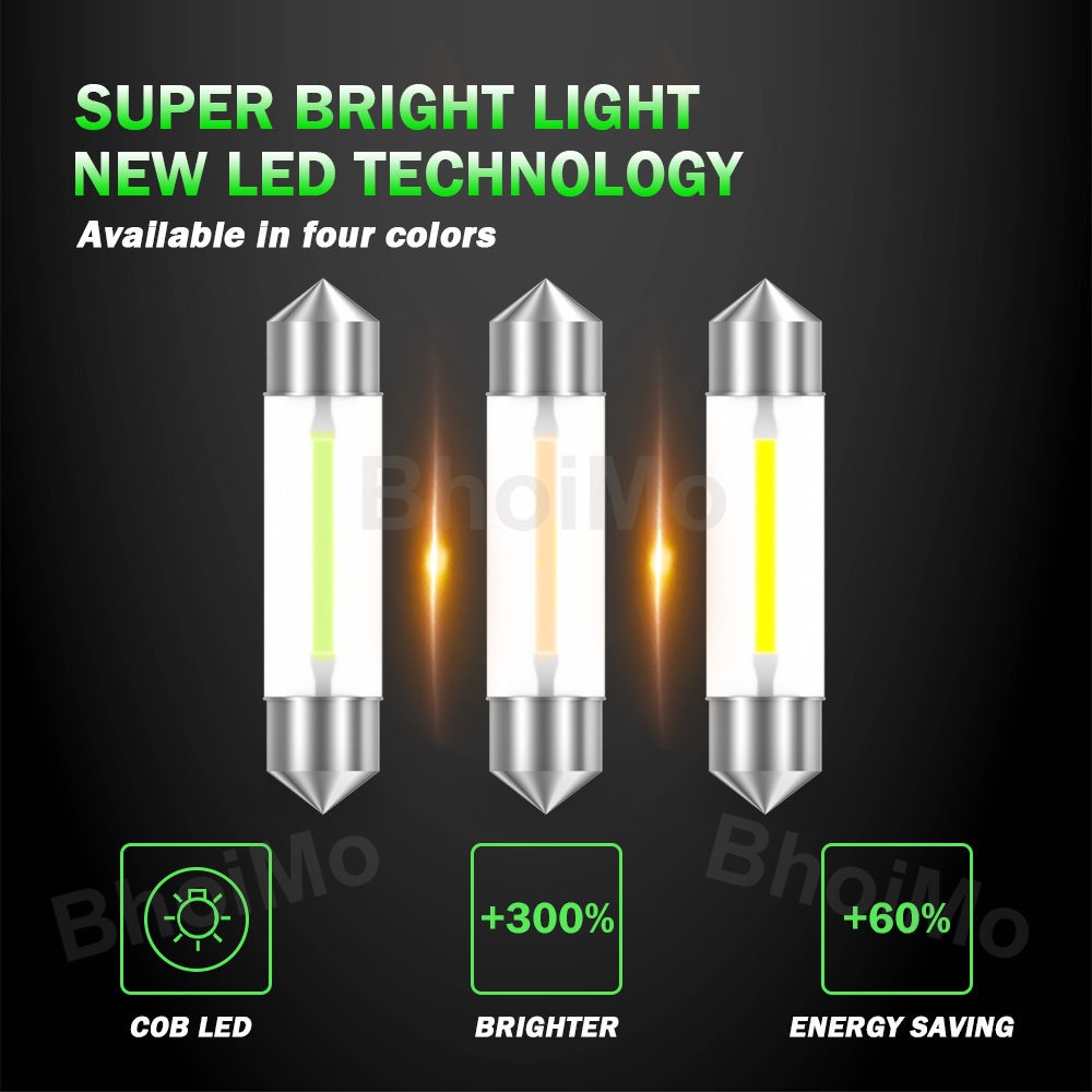 BhoiMo 2PCS Festoon dome Light 31mm led C10W C5W C3W COB 36mm 39mm 41mm car interior indicator ...