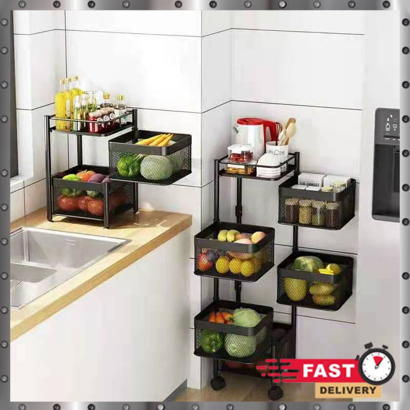 Kitchen Rack Dapur Storage Rak Kitchen Rack Multifunctional Rotating ...