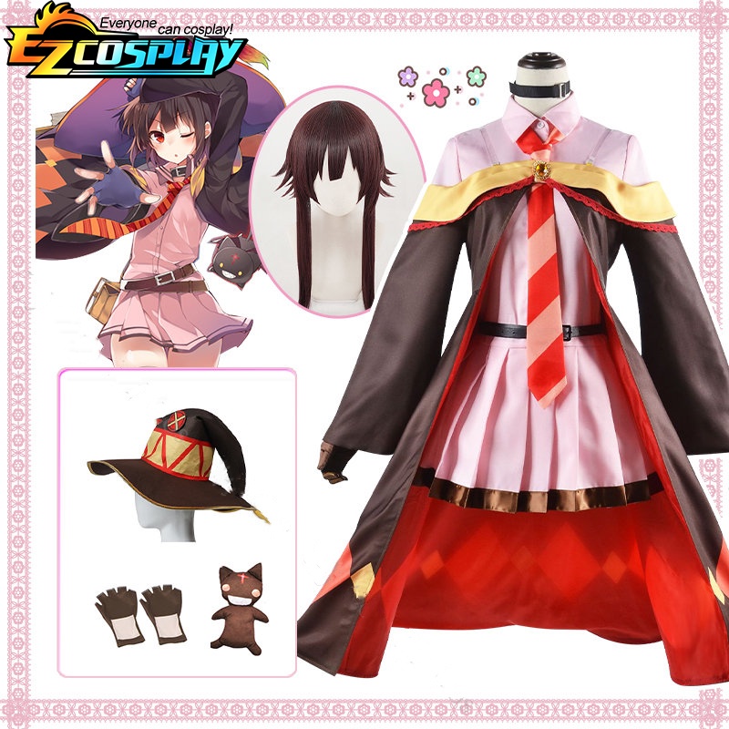 Megumin Cosplay Costume Wig KonoSuba Anime Chomusuke Witch Uniform ...