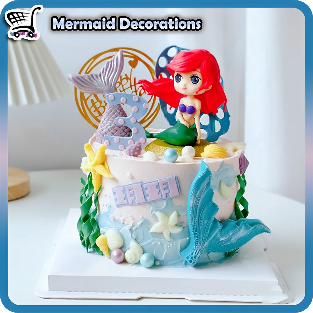 Mermaid Cake Topper Birthday Topper Cake Decorations Kek Hiasan 美人鱼蛋糕摆件 ...